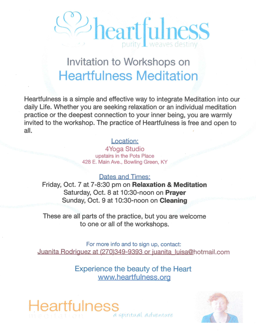 Heartfulness Meditation Workshop: Oct. 7, 8, 9 | 4yoga